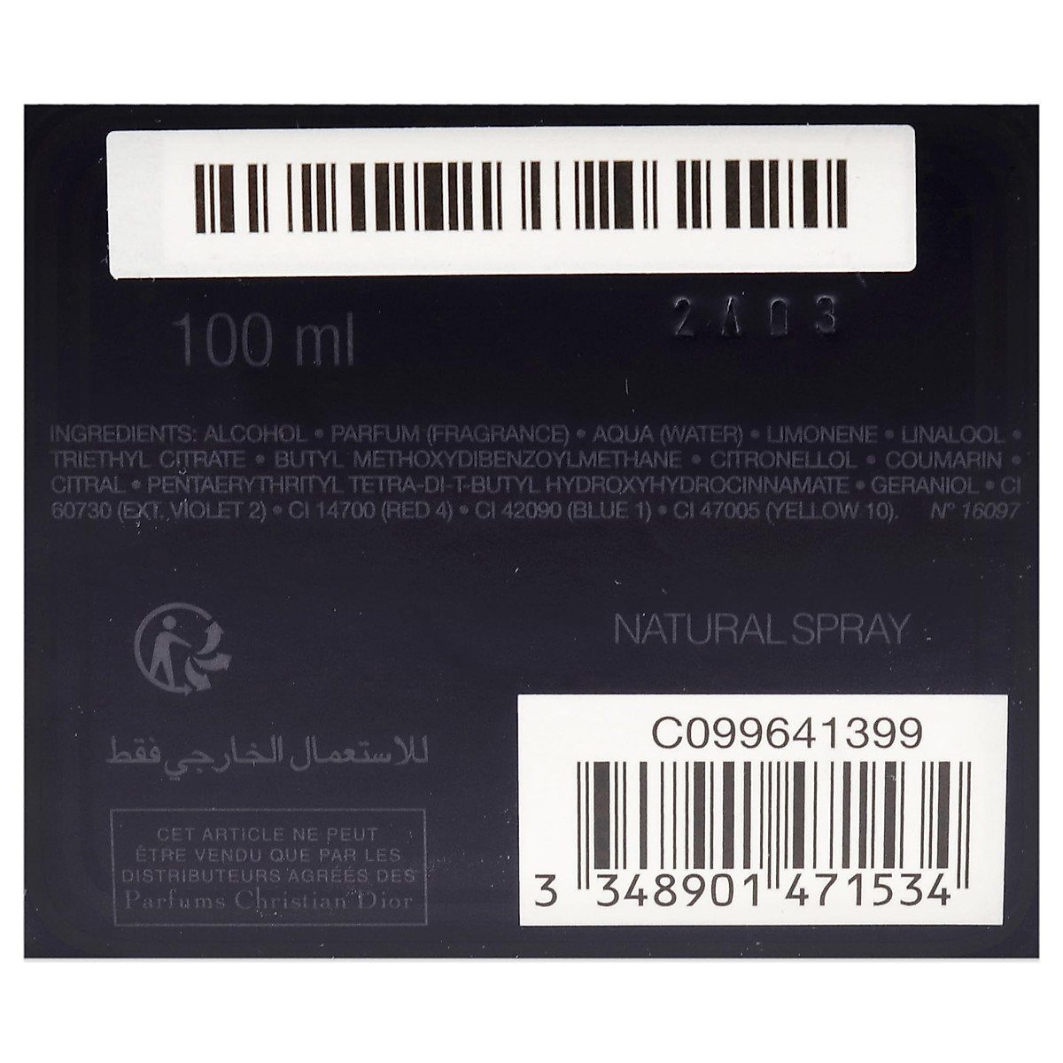 Christian Dior Sauvage Eau De Toilette Spray for Men, 3.4 Fluid Ounce