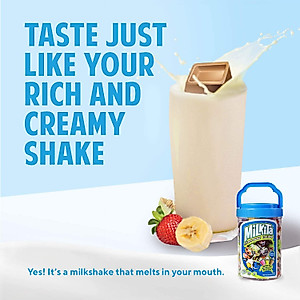 Milkita Creamy Shake Lollipop Jar, Gluten Free Chewy Candies with Calcium & Real Milk, Low-Sugar, Assorted Flavors (Strawberry, Chocolate, Honeydew, Banana), 45 Pcs