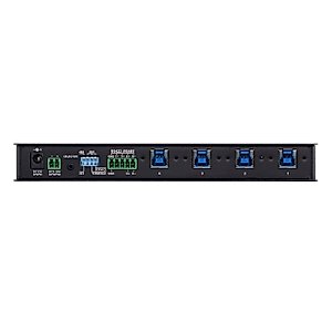 ATEN US3344I 4 x 4 USB 3.2 Gen 1 Industrial Hub Switch, Includes Mounting Kit, Remote Port Selector and Terminal Block Adapter Set