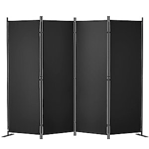 VEVOR Partition Screen, 5.6 ft Privacy Panels (4-Panel), Cloth Separator for Office, Bedroom, Dining, Study Areas, Standalone, Black