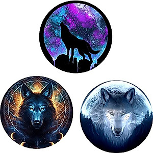 (3 Pack) Cell Phone Holder Galaxy Wolf Watercolor Expanding Grip Stand Finger Kickstand for Smartphone and Tablets