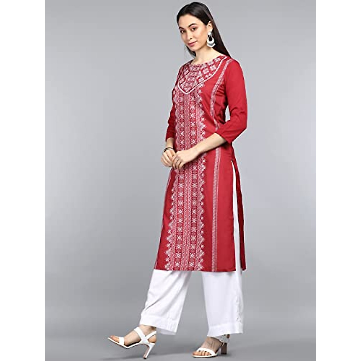 Vaamsi Crepe Printed Kurti(VPK1777_Maroon_L)