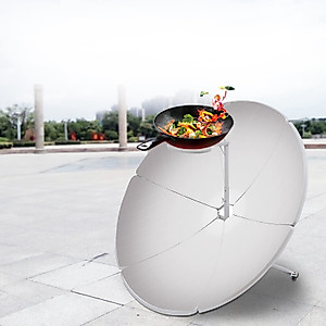 TTONSUE Portable Solar Cooker, 1800W 1.5m Diameter Camping Outdoor Solar Cooker for Solar Heating, Visual Education or DIY Solar Concentrator 59'' Diameter
