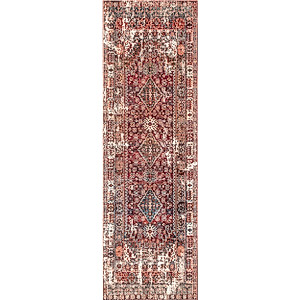 nuLOOM 2' x 6' Fringed Performance Indoor Area Rug, Power Loomed, Easy Clean, Durable, Non-Shed, Farley Rust