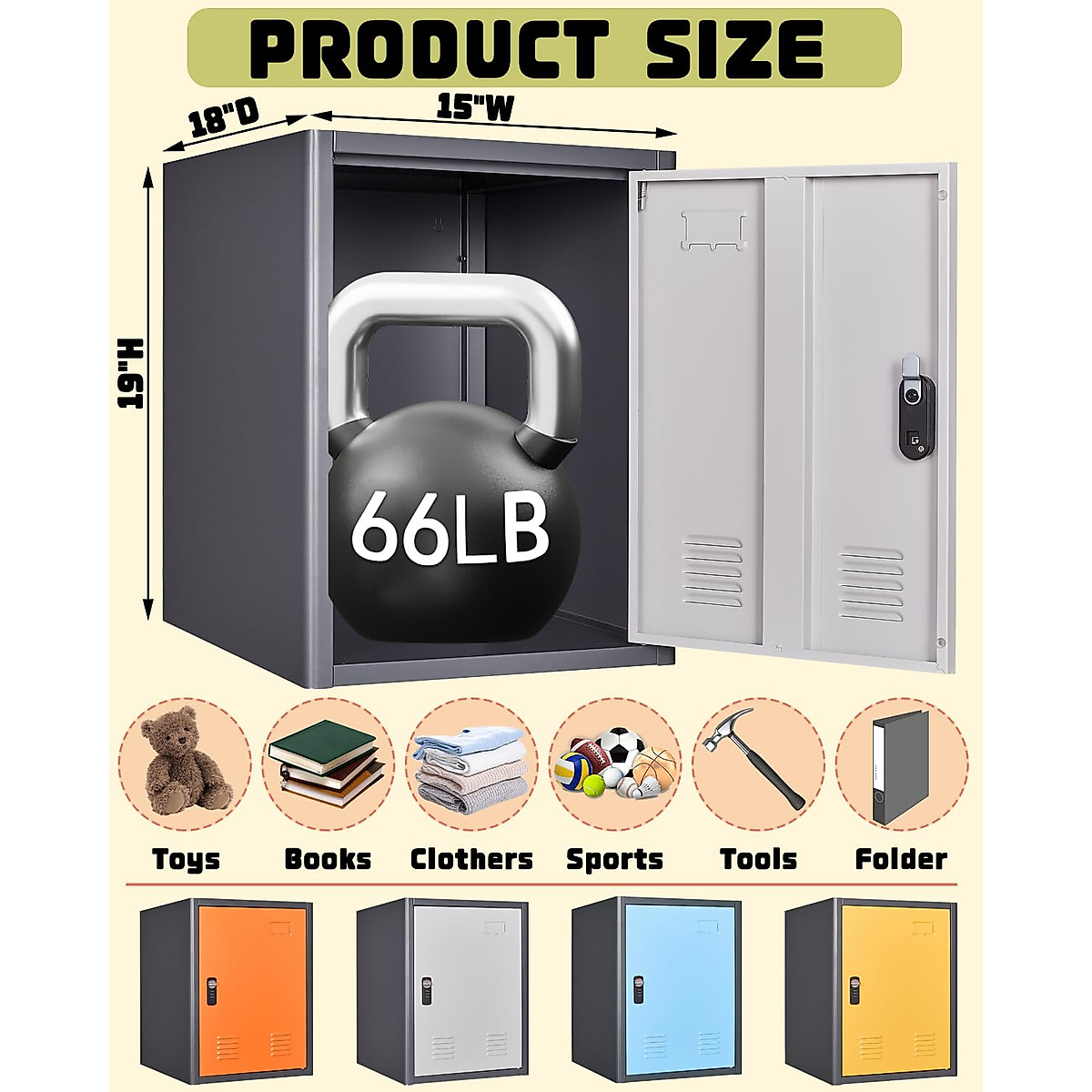 3.5CUB Locker Storage Cabinet, 19.7"H Metal Locker Storage Cabinet With 1 Doors, Small Metal Locker,Lockable Storage Cabinet,for employees,Office,Kids locker - Assembly Required (Elegant Gray)