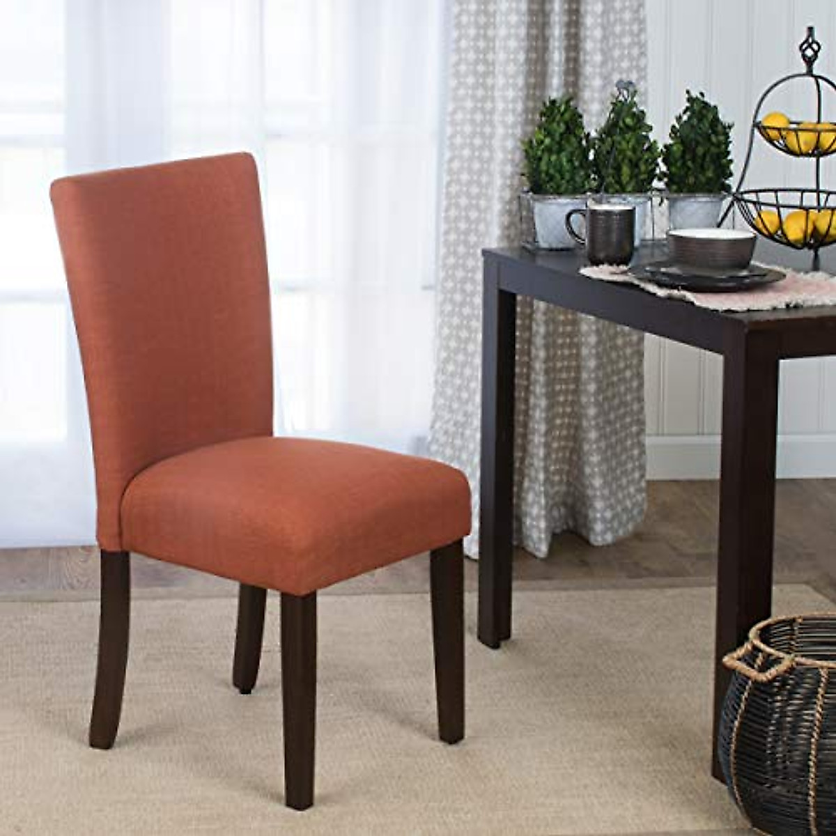 HomePop Parsons Classic Upholstered Accent Dining Chair, Single Pack, Orange