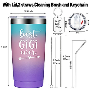 Fufandi Best Gigi Ever - Gigi Gifts for Grandma - Funny Christmas Gifts for New Grandma, Nana, Soon To Be Gigi, World's Best Gigi Tumbler Cup (20oz, Glitter Bubble Gum)