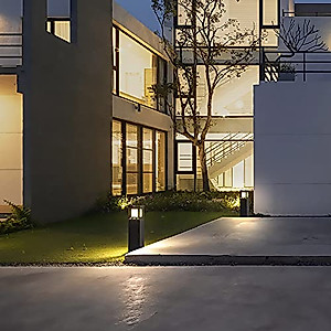 Linkmoon Solar Landscape Path Light with IP54 Waterproof Luxury 3000K LED Lighting, 32 Inches Modern Outdoor Bollard Lighting for Lawn, Patio, Courtyard and Driveway Decoration