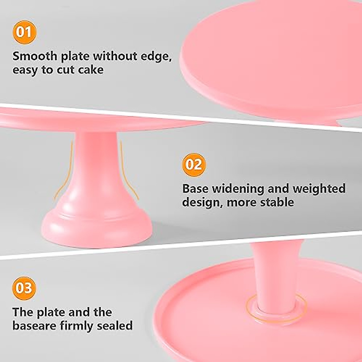 Round Cake Stand 9.84 Inch with Spatula, Salmon Colored Cupcake Stand Bamboo Fiber, Dessert Display Plates for Snacks, Cookies, Candy Dish for Birthday Parties, Weddings, Baby Shower
