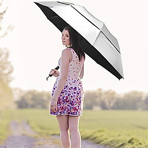 G4Free 62 Inch Portable UV Protection Large Golf Umbrella Automatic Open Double Canopy Big Sun Umbrella Windproof Oversize Sports Umbrellas(Silver/Black)