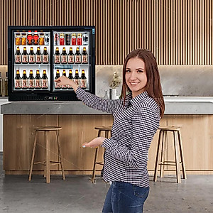 NAFCOOL Back Bar Cooler Fridge,7 Cu Ft Compact Commercial Beer Refrigerator Beverage Undercounter Refrigerator, Display Fridge with LED Light Adjustable Shelves,ETL and NSF Approval,Sliding Door