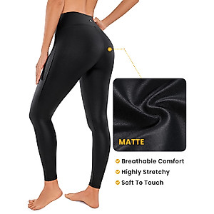 CRZ YOGA Butterluxe Matte Faux Leather Leggings for Women 26.5'' - No Front Seam High Waist Stretch Tights Pleather Pants Faux Leather Black X-Small