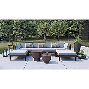 Linon Morningside Wood Indoor/Outdoor Corner Chair in Walnut