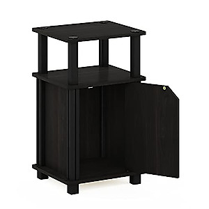 Furinno Brahms 3-Tier End Side Sofa Table/Nighstand with Door, 1-Pack, Espresso/Black