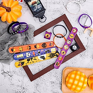 Garma 48Pcs Halloween Slap Bracelets Rubber Wristbands for Halloween Party favors, Kids Girls Boys Toddlers Halloween Gifts