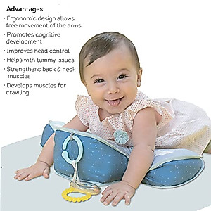 Baby Steps Tummy Time Soft Developmental Pillow for Babies 0-6 Months,Newborns and Infants Fun Play Time On Tummy, Ergonomic Design,Comfortable Tummy Time,with Detachable Ring Toys