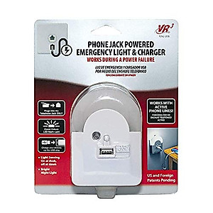VR3 Phone Jack Powered Emergency Night Light and Charger
