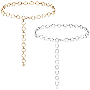 Jeyiour 2 PCS Chain Belt Waist Chain Belt for Women Girl Cute Body Belly Link Belt Chain Tight Jeans Dress Boho Waist Chain(39 Inch, Cute)