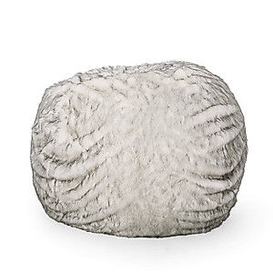 Christopher Knight Home Schley 5 Foot Bean Bag - Short Faux Fur - White/Gray