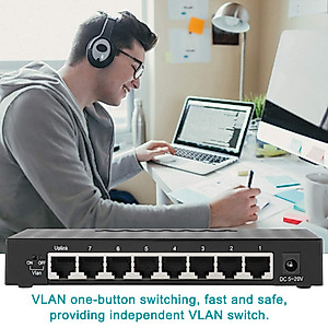 100-240V 8-Port SPOE VLAN Injector with 250M Distance Managed Switch Long Range Switch(U.S. regulations, Transl)
