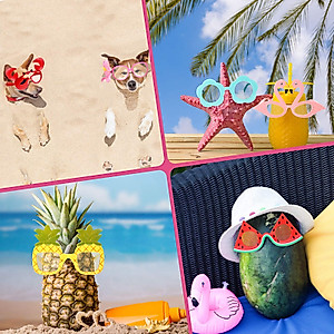 8 Pairs Luau Party Sunglasses, Hawaiian Funny Sunglasses Summer Party Sunglasses Novelty Eyeglasses Tropical Fancy Dress Props for Creative Hawaiian Beach Theme Party Supplies