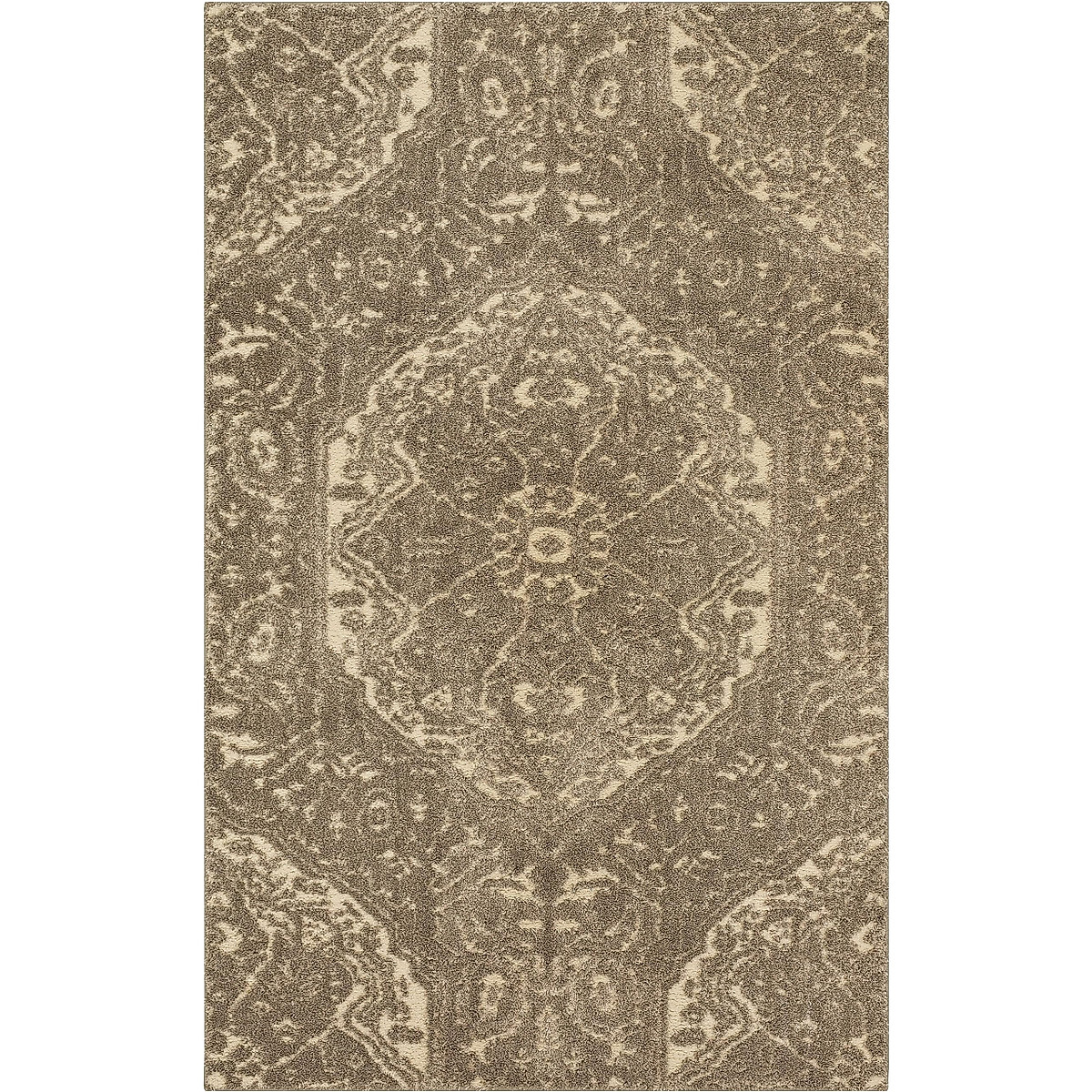 Mohawk Home Francesca Ornamental Medallion Sand 8' x 10' Shag Area Rug Perfect for Living Room, Dining Room, Office