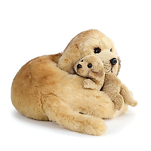 DEMDACO Yellow Lab and Pup Soft Golden 12 inch Plush Fabric Stuffed Figure Toy