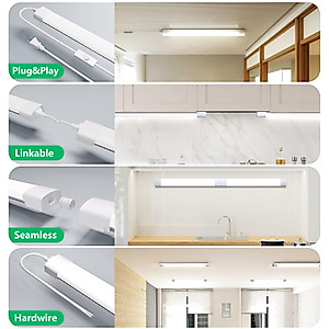 Modlicht 4FT Plug in Shop Light 2PCS, 5000K Linkable 36W Workbench Light, LED Tube Lights with Plug, 4500 LM Ceiling Closet Light for Laundry Garage Basement Kitchen