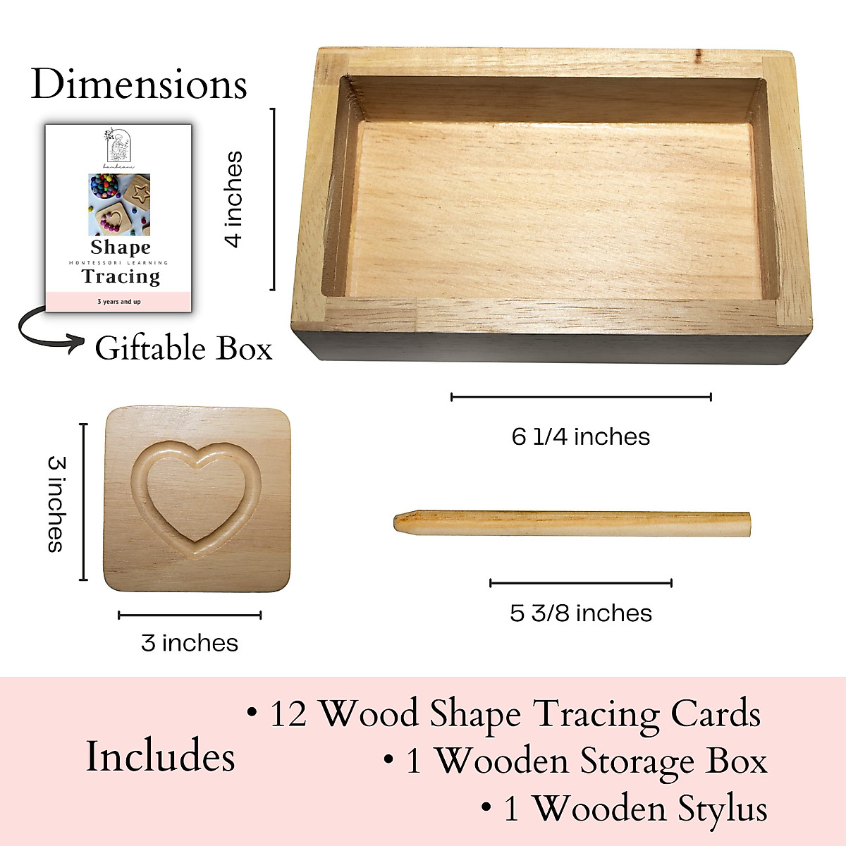 Bambeani Shape Tracing Toys for Toddlers | Montessori Toys & Waldorf Toys | Wood Toys for Toddlers | Toddler Learning Toys | Early Learning Toys for Toddlers