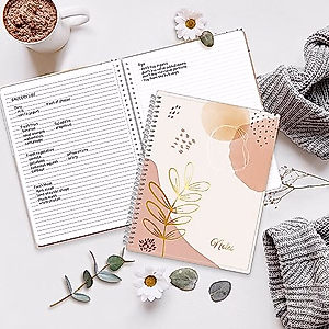 SUNEE Large Spiral Notebook, Journal For Women, Aesthetic Cute Abstract Notebook with Pockets, Flexible Cover, College Ruled Paper, 11" x 8-1/2", 80 Sheets - 160 Pages, for Work, School Supplies