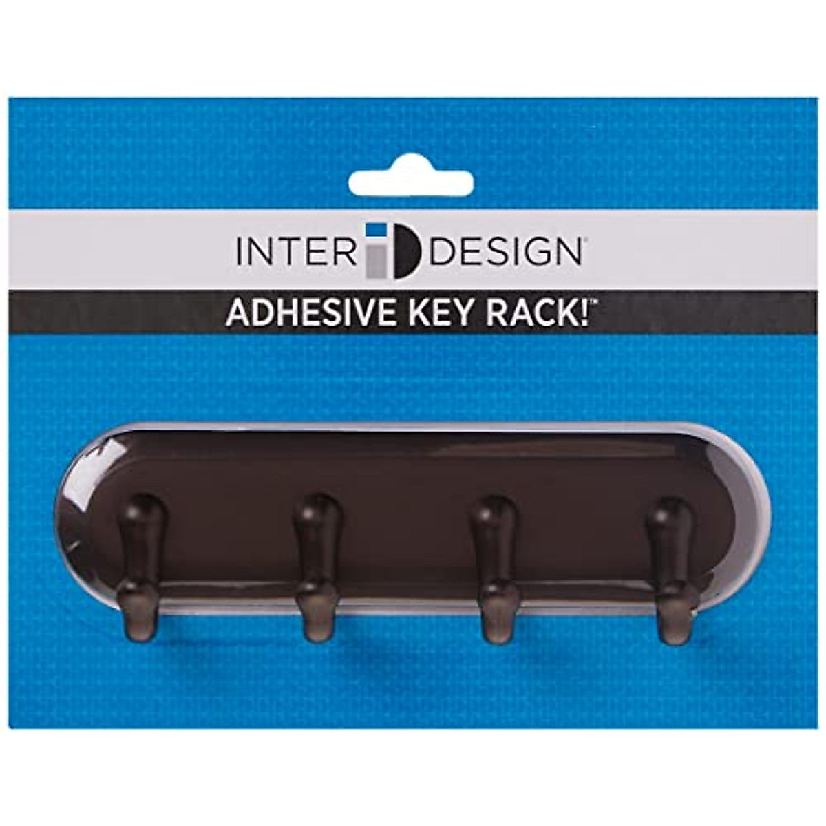 iDesign York Self Adhesive Plastic Key Rack, 4-Hook Organizer for Kitchen, Mudroom, Hallway, Entryway, 1.5" x 7" x 5.5" - Bronze