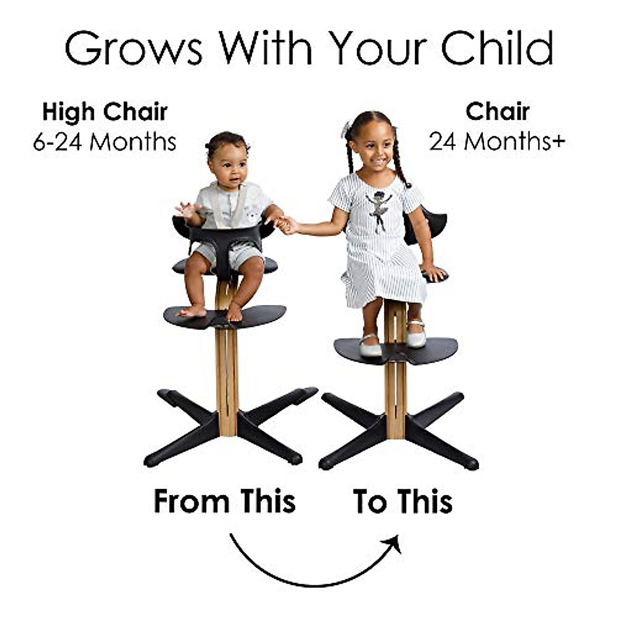 Nomi High Chair, Coffee – White Oak Wood, Modern Scandinavian Design with a Strong Wooden Stem, Baby through Teenager and Beyond with Seamless Adjustability, Award Winning Highchair