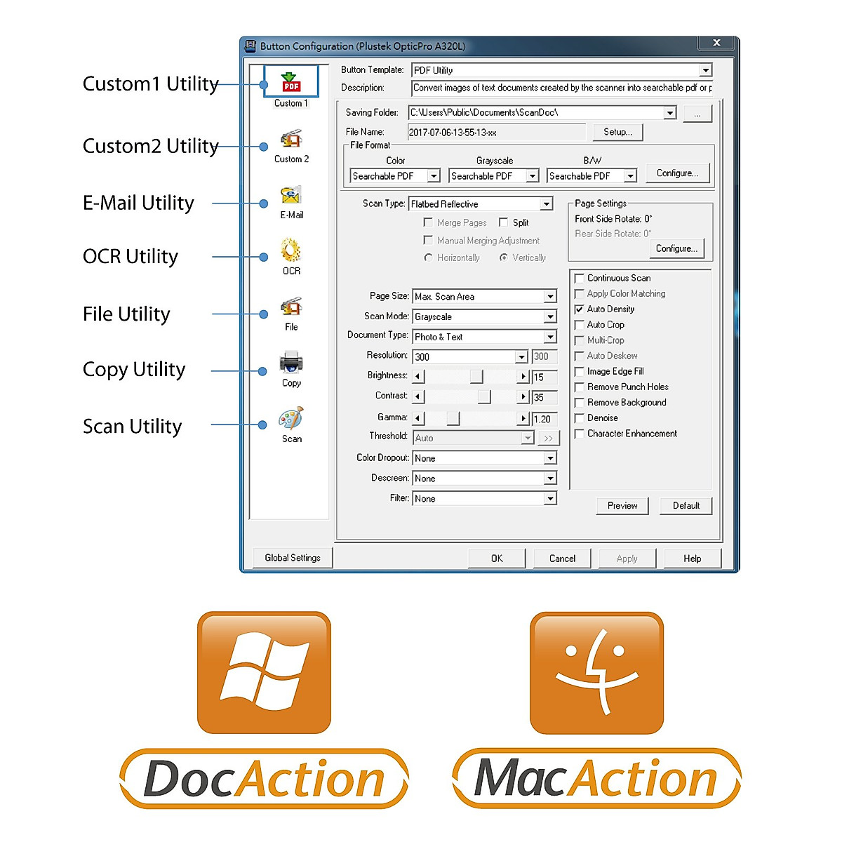 Plustek OpticPro A320L - A3 CCD Graphic Flatbed Scanner, 1600 dpi Resolution with Dual Light Design. Suitable for Graphic Design, Artwork and Artists. Support Mac, Windows, Twain and ICA