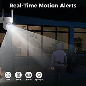 YEEWISE 2K WiFi Security Camera System, Outdoor PTZ Wireless Camera System, 4pcs Dual Lens Pan Tilt Zoom Cameras with Auto Tracking & 10x Hybrid Zoom, 10CH WiFi NVR with 500GB HDD for 24/7 Recording