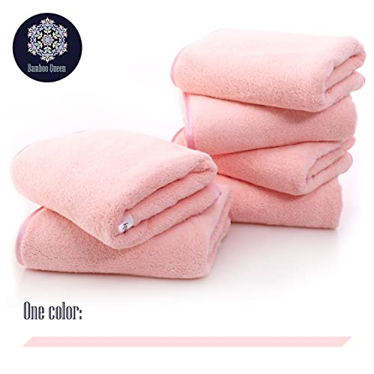 BAMBOO QUEEN Luxury Silk Hemming Hand Towels Sets of 6 - Light Thin Quick Drying - Ultra Soft Microfiber Highly Absorbent Towel for Hotel, Bathroom, Shower, Spa, Hand Towel 16 x 28 inches - Pink