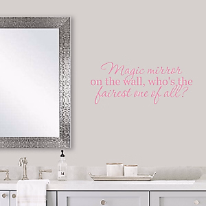 Magic Mirror On The Wall Who's The Fairest One of All | Girls Bathroom Décor | Kids Bedroom Décor | Bathroom Wall Decal | Light Pink