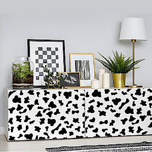 300 Pcs Cow Print Stickers Black Vinyl Cow Print Wall Decals,Peel and Stick Modern Cow Spot Stickers,for Nursery Classroom Farmhouse Wall Furniture Mugs Decal