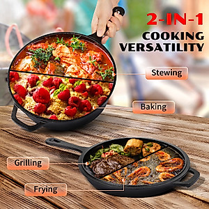 Overmont 3.2qt Cast Iron Skillets + 5qt Dutch Oven Bundle