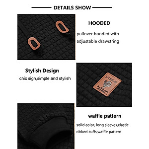 COOFANDY Men's Fashion Hoodies Sweatshirt Long Sleeve Workout Waffle Pattern Sweatshirts Solid Long Sleeve Pullover Black