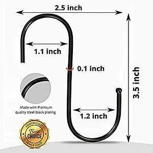 Remzly 30 Pack S Hooks for Hanging 3.5 Inch | Heavy Duty Carbon Steel Hangers for Kitchen Utensils, Plants, Pot, Pan, Cups, Towels – Black
