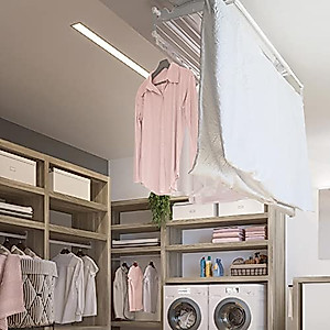foxydry Air, Wall and Ceiling Clothesline, Electrical Drying Rack, with Remote Control in Aluminium and Steel (Ceiling Mounted, 150)