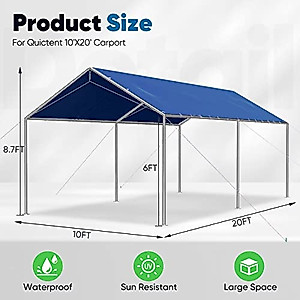 Quictent 10X20ft Upgraded Heavy Duty Carport Car Canopy Party Tent with Reinforced Steel Cables-Blue