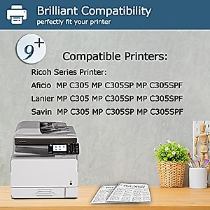 Leize Compatible Toner Cartridge Replacement for Ricoh MP C305 MP C305SP MP C305SPF Series Printers for Ricoh 841621 841591 841592 841593 Toner - Black 12,000 & Color 4,000 Pages [KCMY-4PACK]