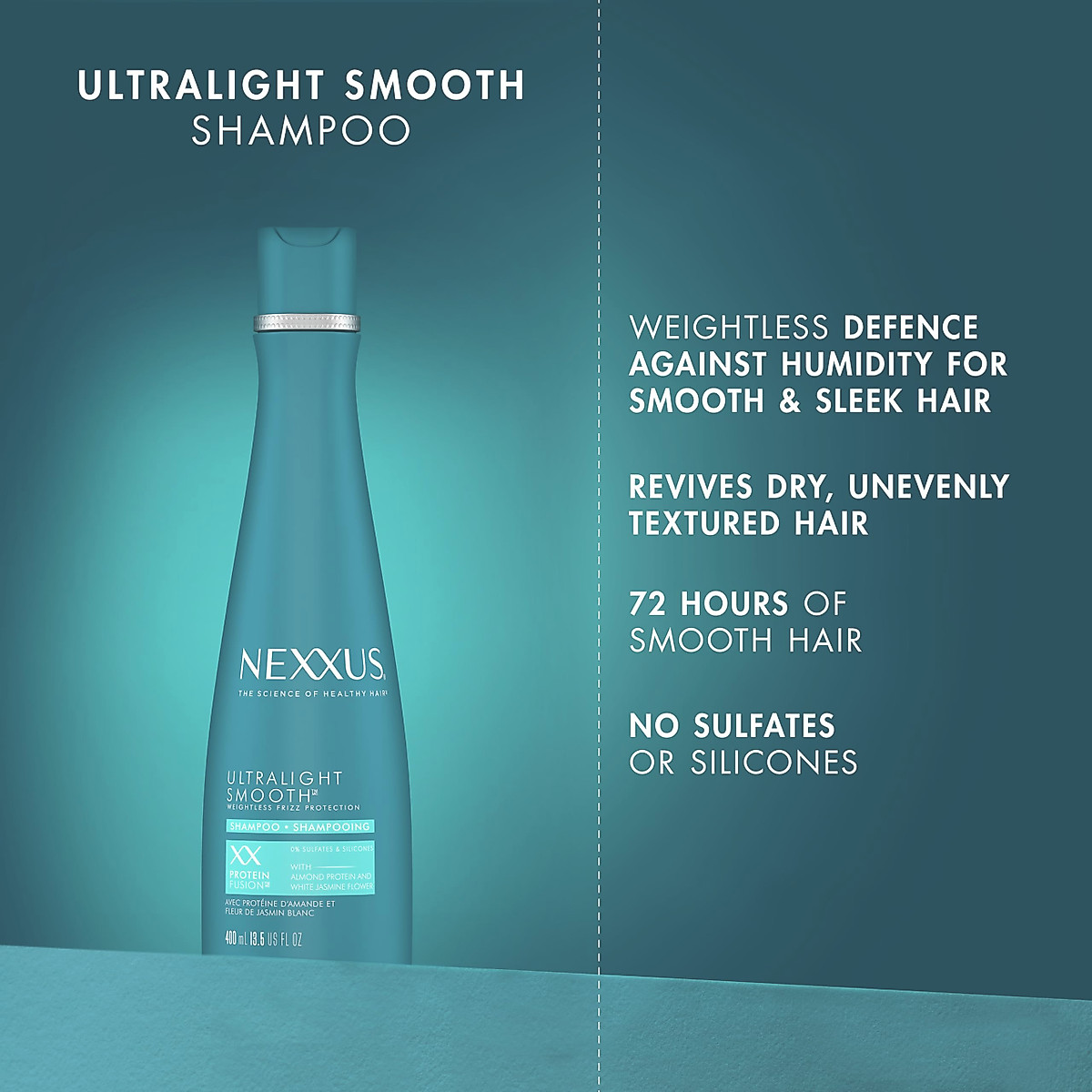NEXXUS Ultralight Smooth Shampoo for Dry and Frizzy Hair Weightless Smooth Hair Treatment to Block Out Frizz 13.5 fl oz