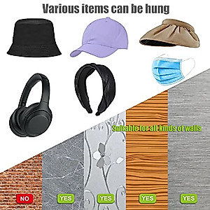 BESARME 12 Pack Hat Hooks for Wall, Strong Hold Hat Hangers, Hat Racks for Baseball Caps, No Drilling, Adhesive Hat Holder Organizer for Door, Closet, Stocking Stuffers Christmas Gift for Men (Black)