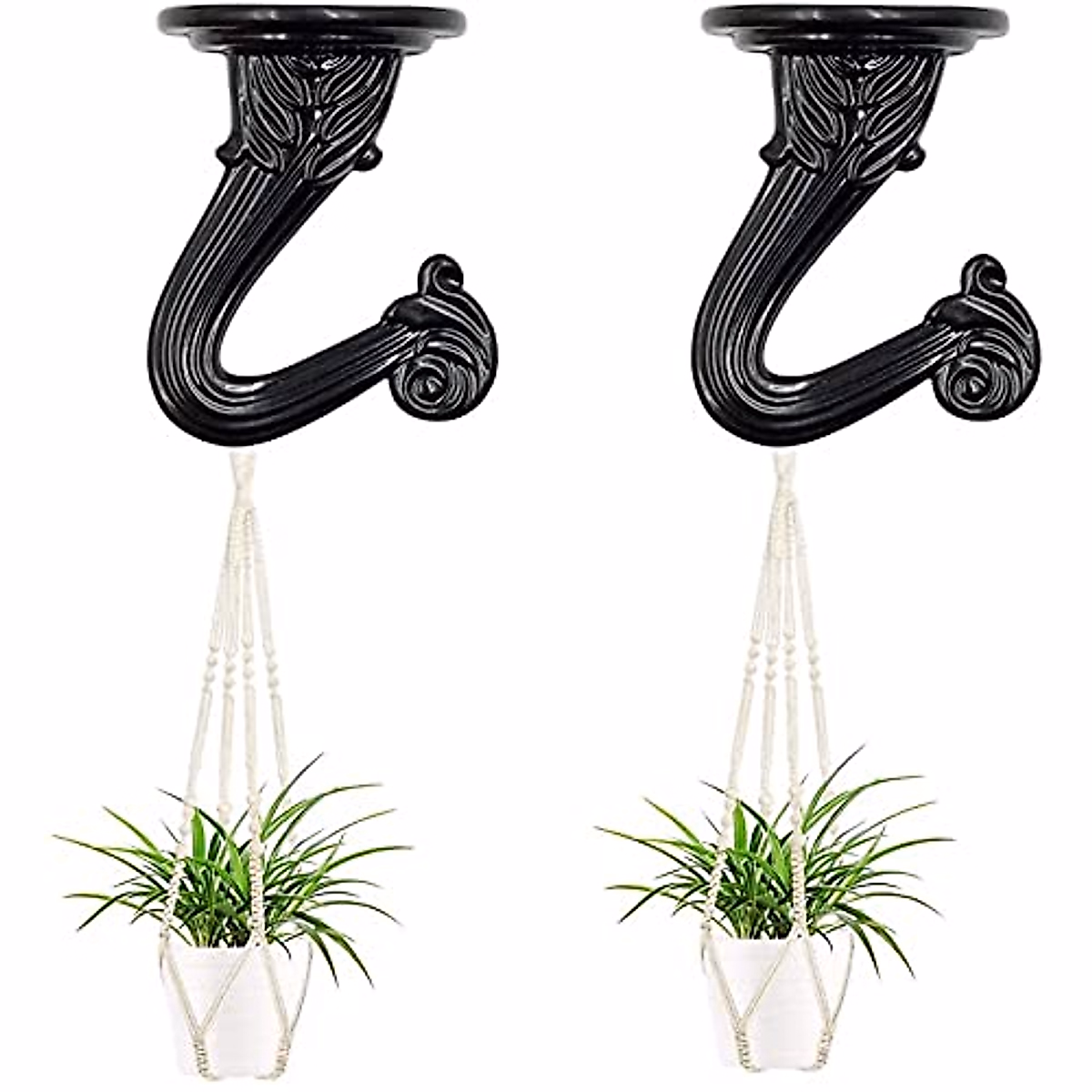 GDQLCNXB Swag Ceiling Hooks - Heavy Duty Swag Hook with Hardware for Hanging Plants Ceiling Installation Cavity Wall Fixing 2 Sets Black