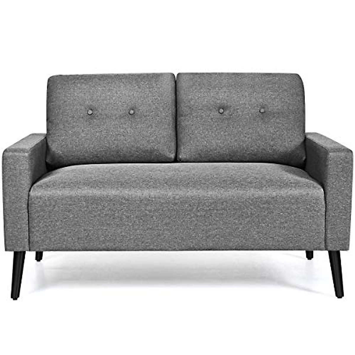 POWERSTONE Mid-Century Loveseat Fabric Modern Upholstered Sofa Couch with Removable Thick Backrest Elastic Cushion 2-Seat Armchair for Living Room Office