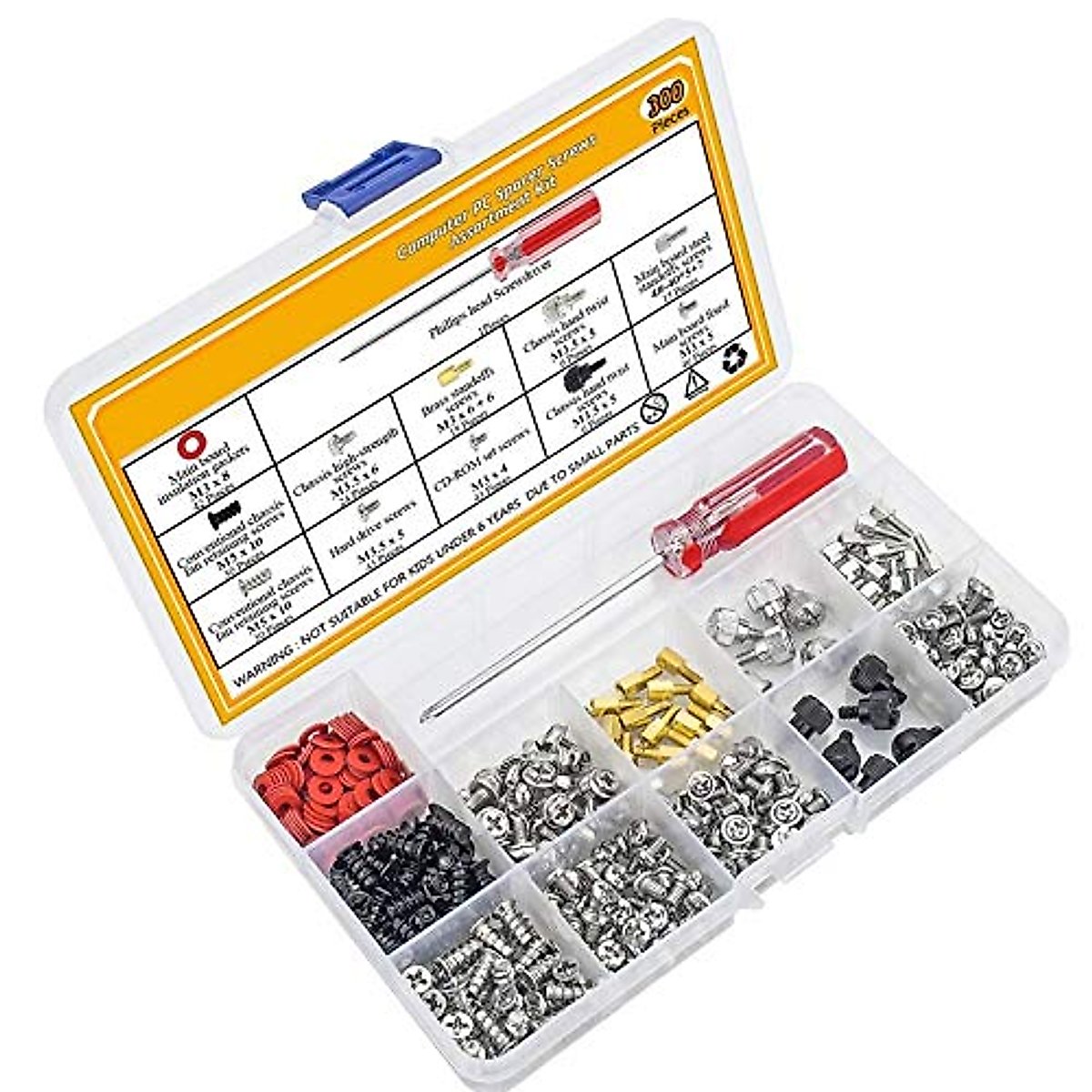 300Pcs Personal for Computer Screw Standoffs Set Assortment Kit with A Screwdriver for Hard Drive for Computer Case Motherboard - (Size: M3/ As Shown) SCRW-089768