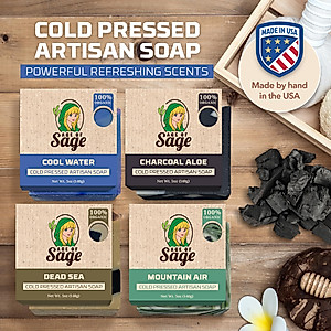 Natural Bar Soap for Men - Vegan Bath Soap Bars Gift Set - Handmade Cold Process Artisan Soap with Essential Oil, Aromatic All Moisturizing Wash Soaps, Fragrant Macho Scent by Age of Sage (4 Pack)