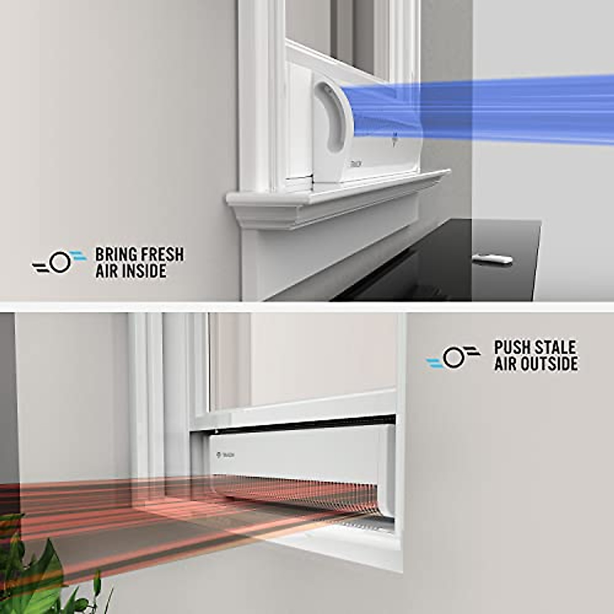 Vornado TRANSOM Window Fan with 4 Speeds, Remote Control, Reversible Exhaust Mode, Weather Resistant Case, Whole Room, Ice White